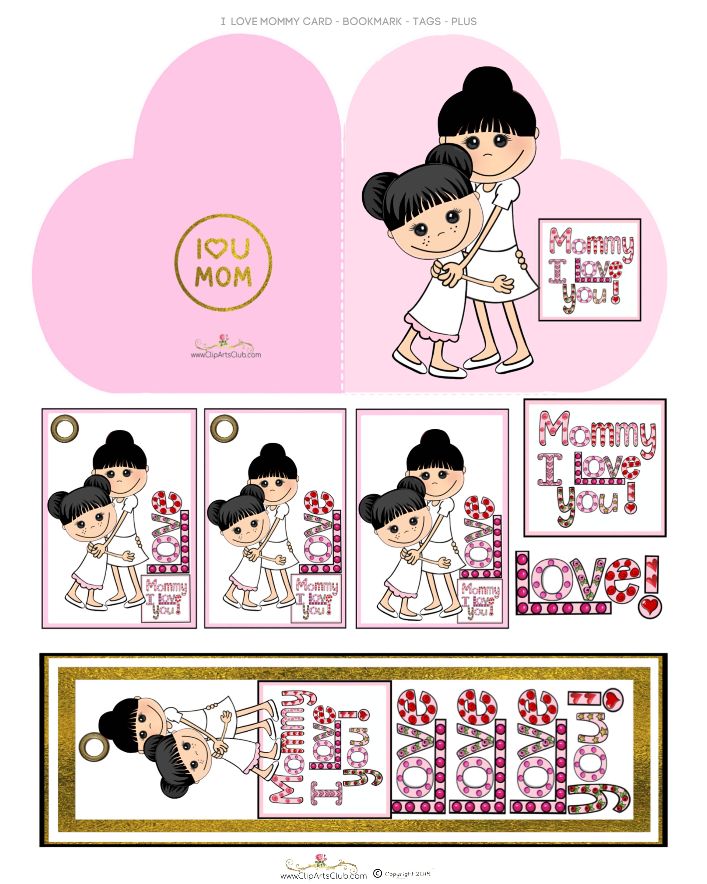 Mommy & Me Series - I Love You Mommy Kit - Card - Bookmark - Tags & Mo ...