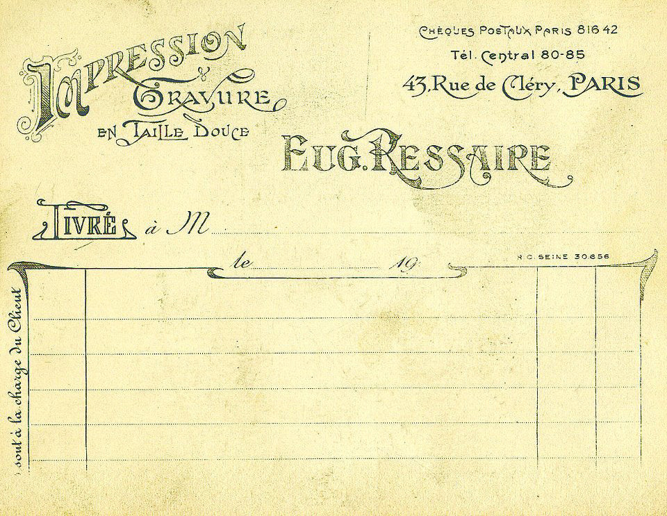 French Receipt - Ephemera Blank Invoice | Moms Craft Club